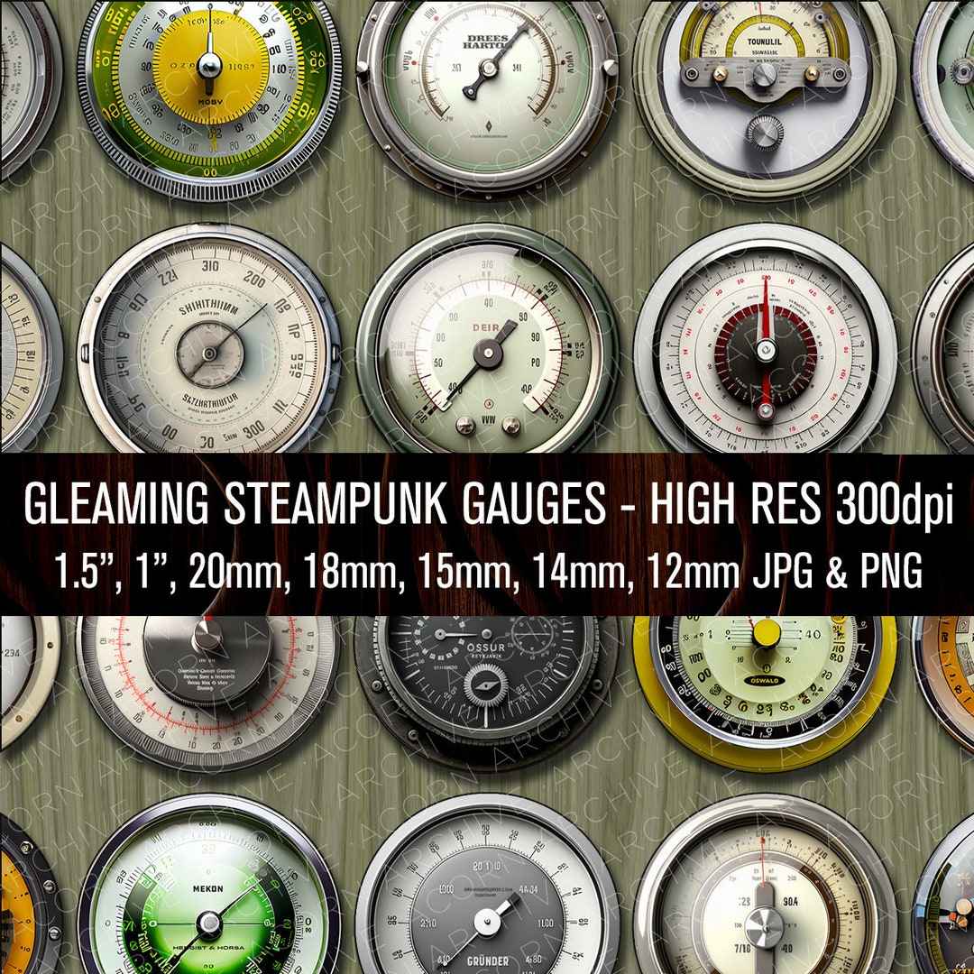 Gleaming Steampunk Gauges/dials Printable Images. Jewelry, Cabochons ...