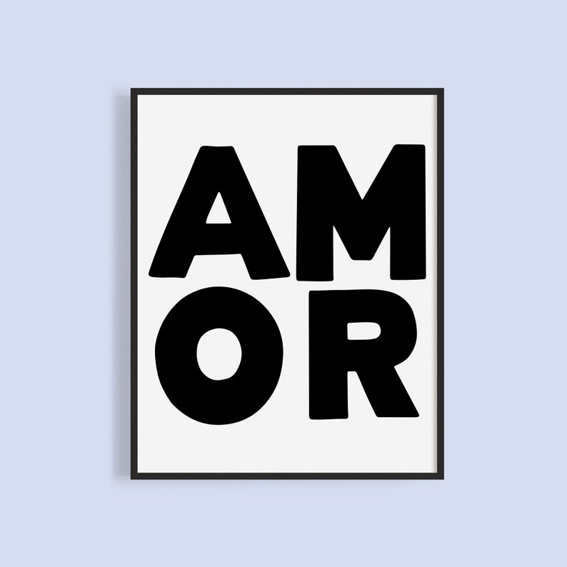 PRINTABLE AMOR Wall Art | Black and White | Amor Digital Download ...