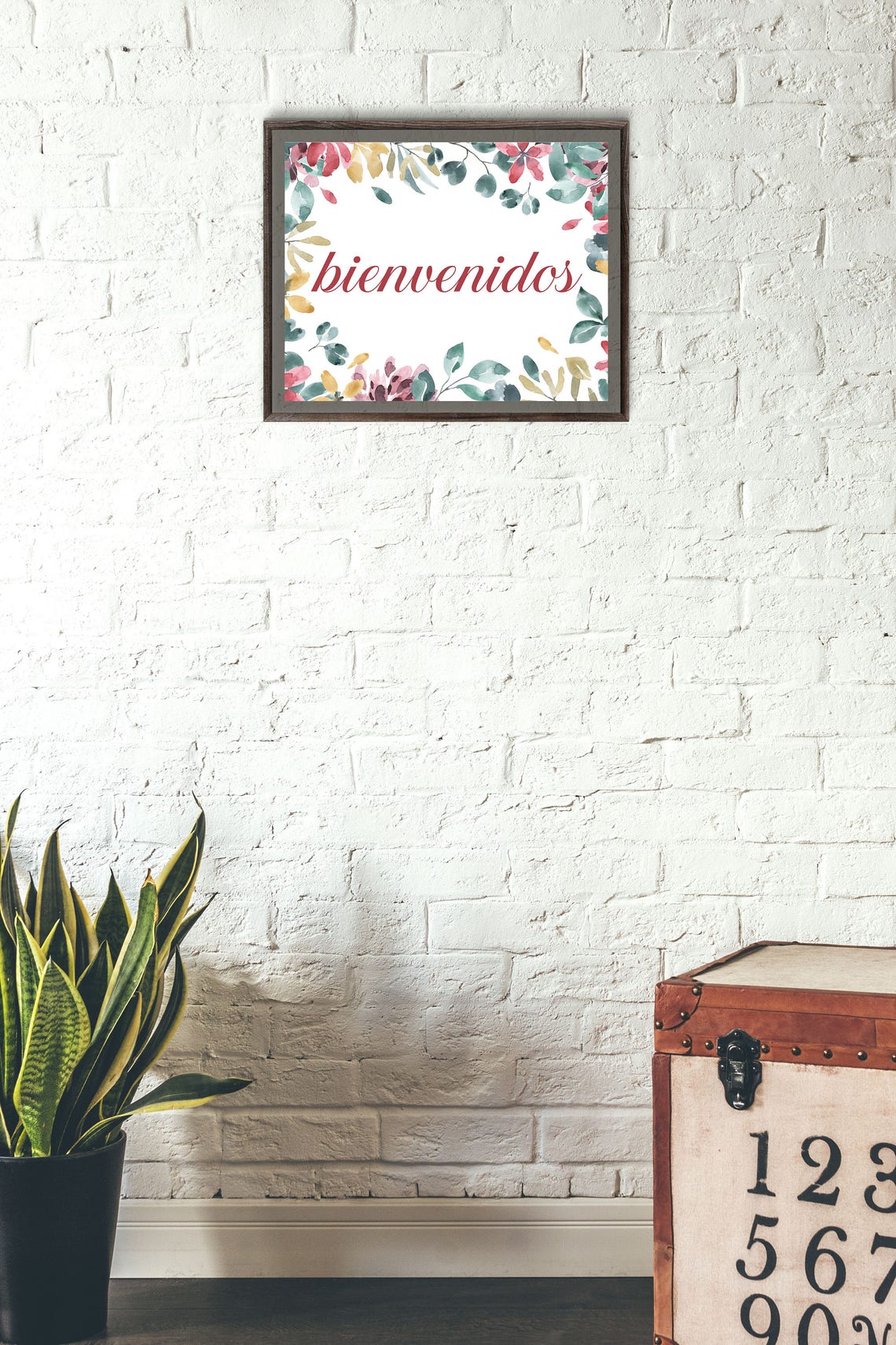 Floral Bienvenidos Printable Art: Spanish Welcome Sign (digital ...