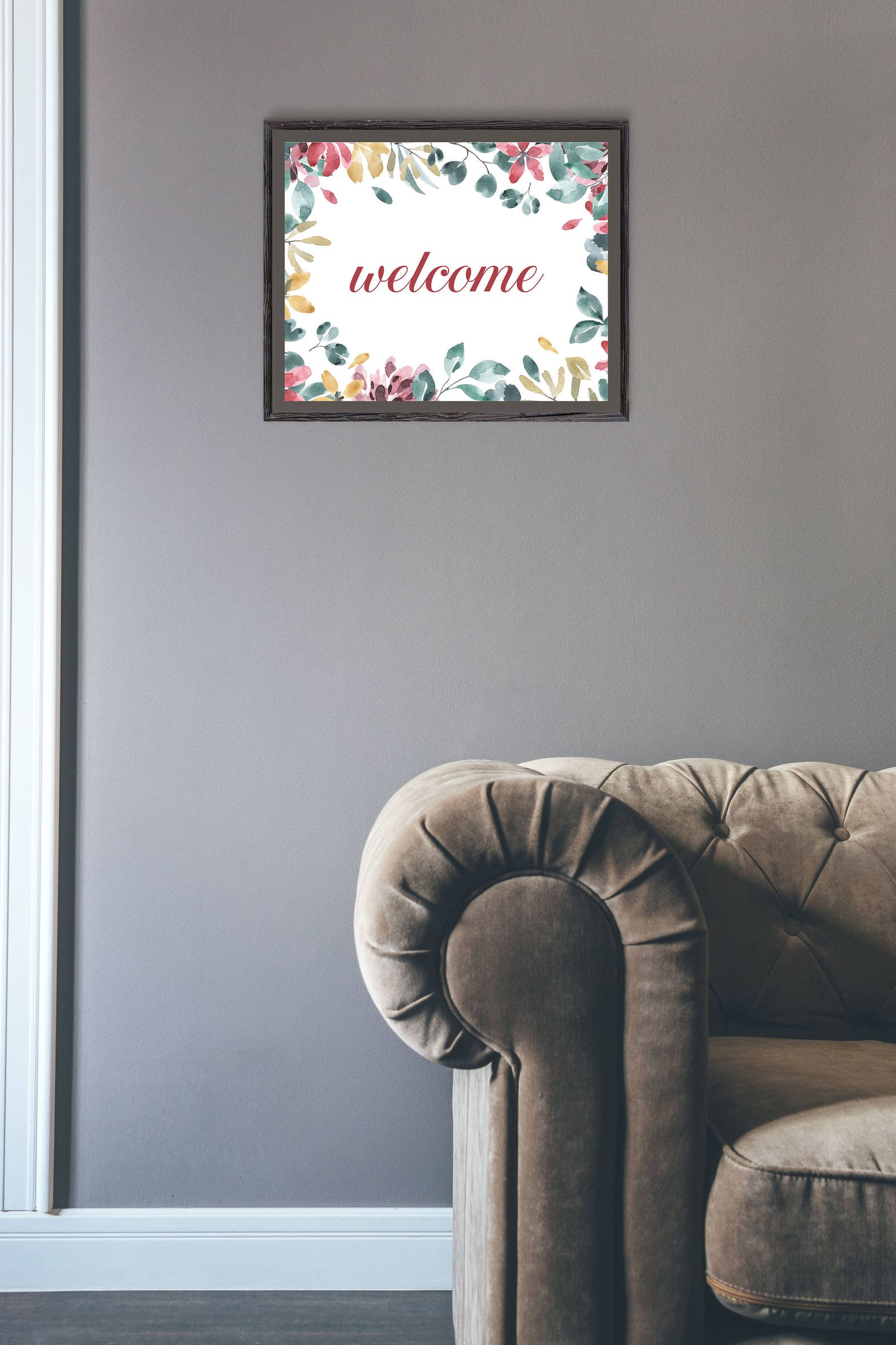 Floral Welcome PRINTABLE Wall Art, Wedding Signage, Pretty Guest Room ...