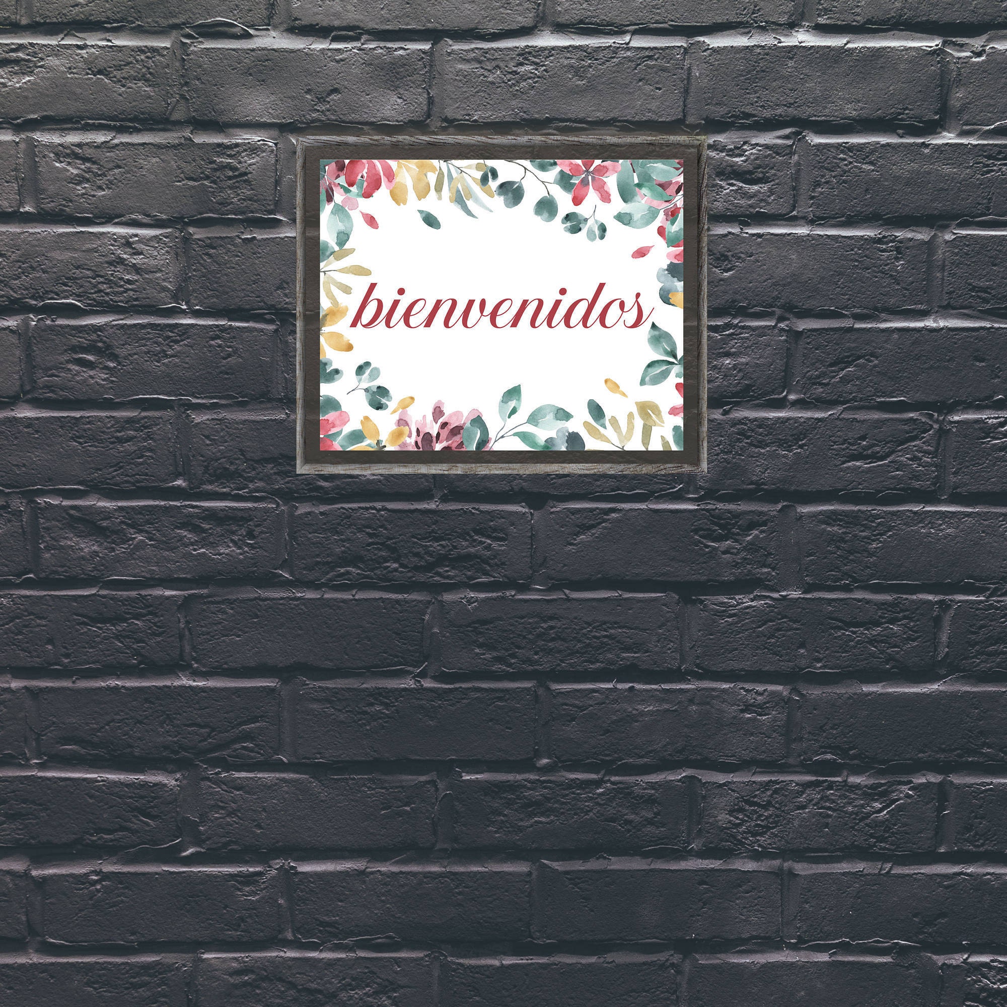 Floral Bienvenidos Printable Art: Spanish Welcome Sign (digital ...