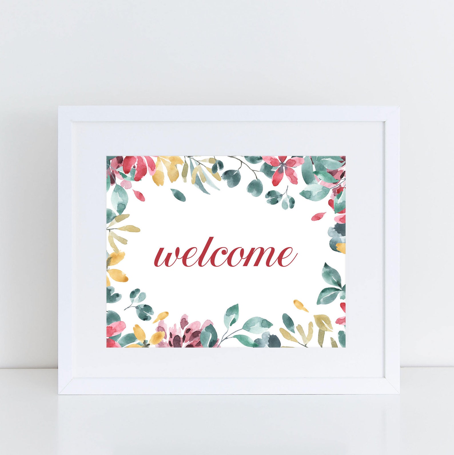 Floral Welcome PRINTABLE Wall Art, Wedding Signage, Pretty Guest Room ...