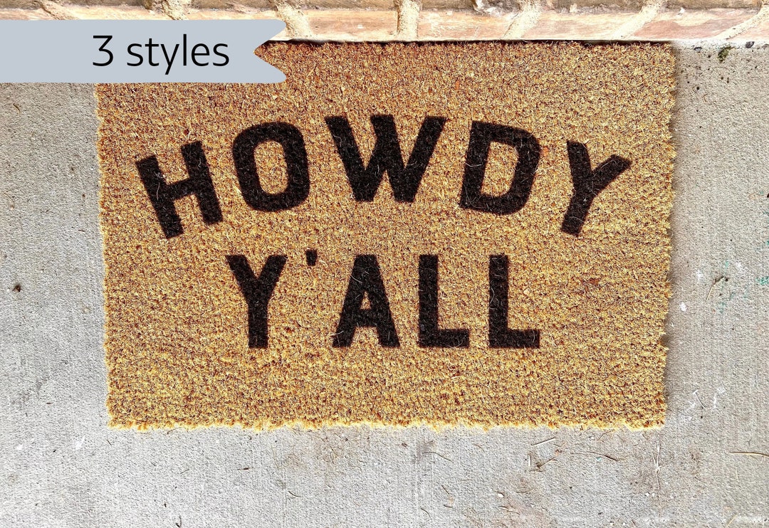 Howdy Y'all Doormat | Texas Welcome Mat | Housewarming Gift | Texan ...