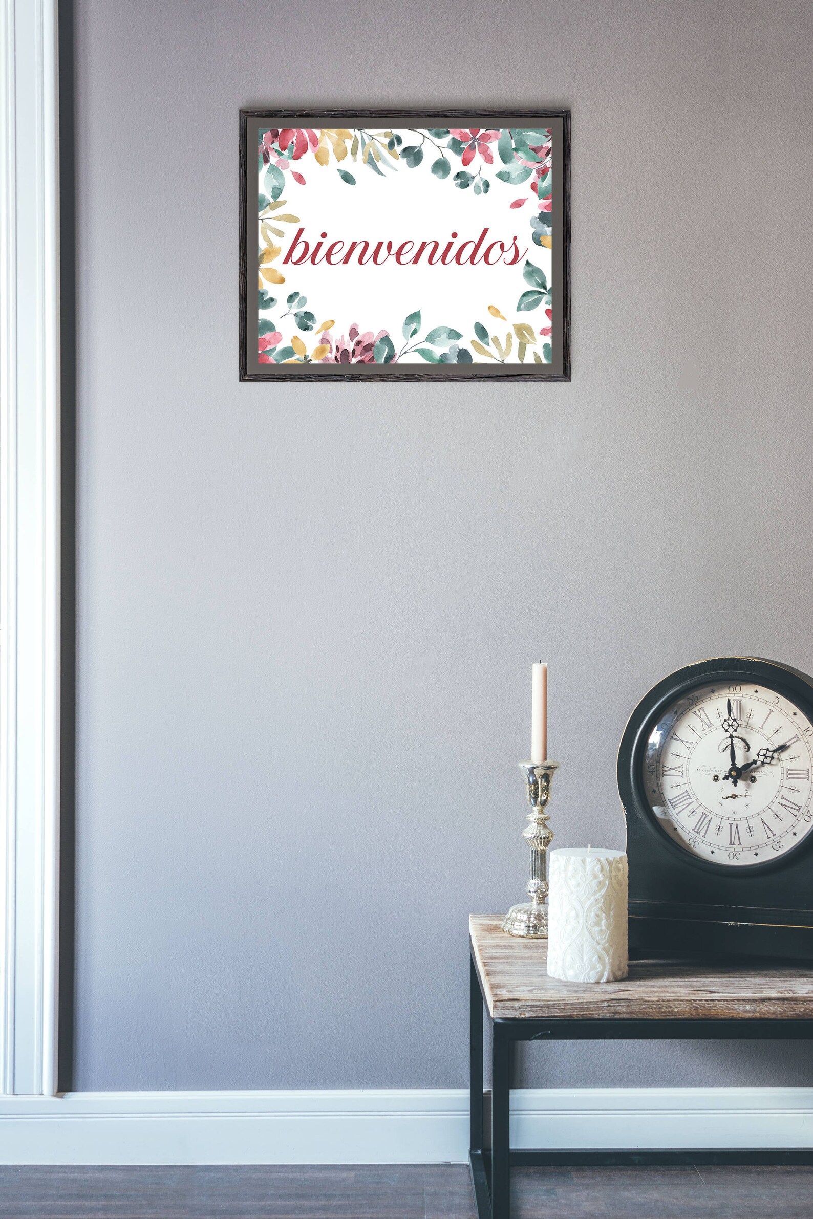 Floral Bienvenidos Printable Art: Spanish Welcome Sign (digital ...