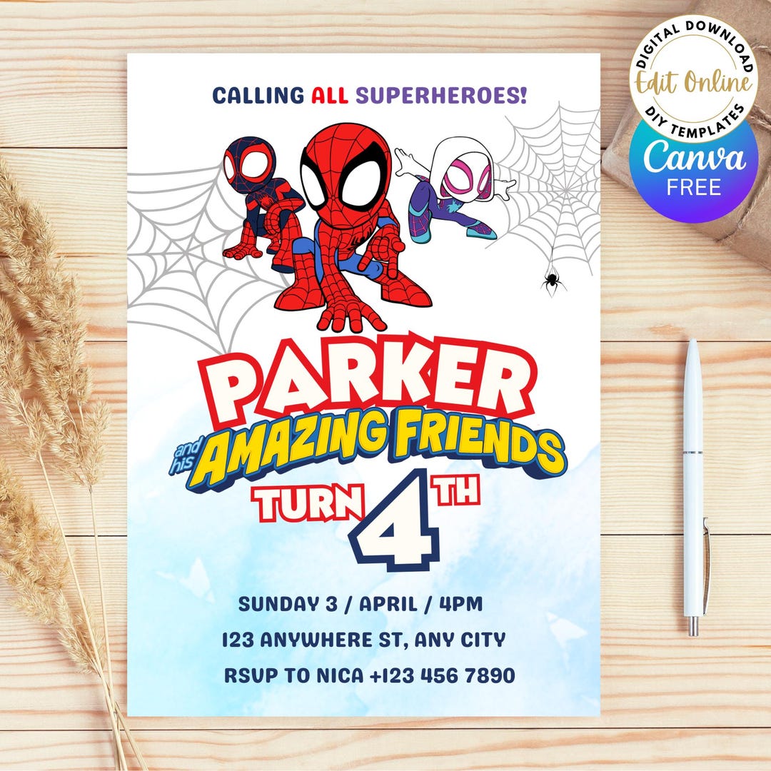 Editable Spidey Invitation, Spidey Birthday Invitation, Spidey Birthday ...