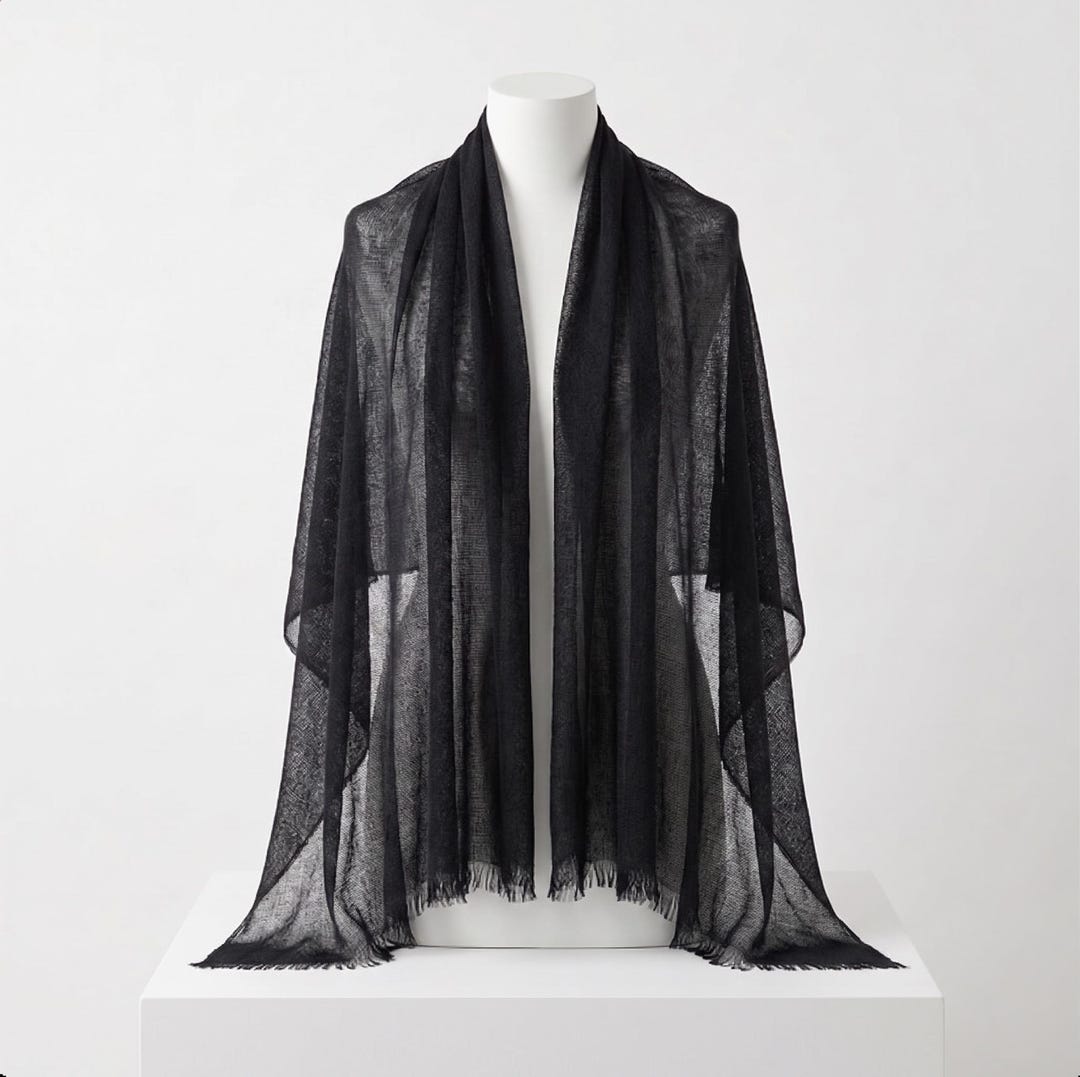 NPIA Certified 100% Pure Ebony Black Cashmere Pashmina Shawl ...