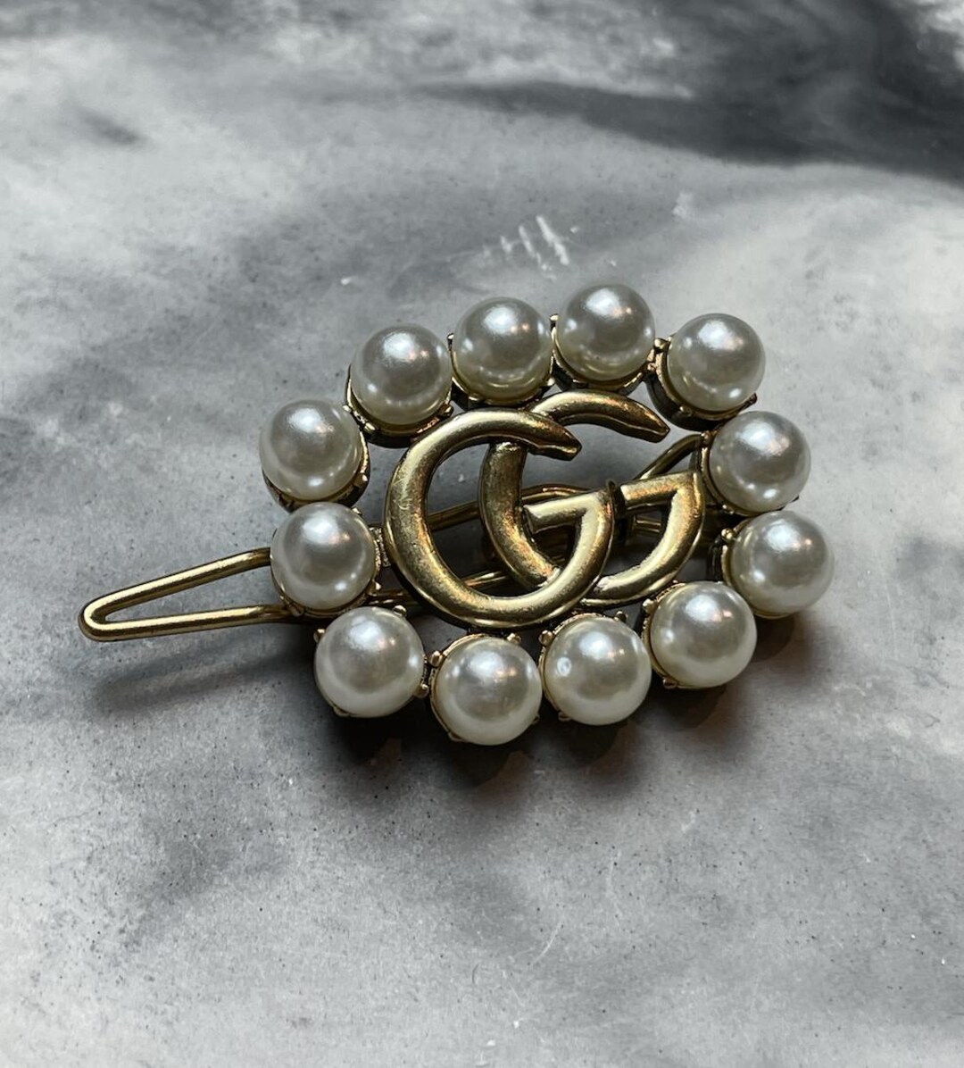 Vintage Gucci Hair Pin Gold Tone Wonderful With Pearls - Etsy