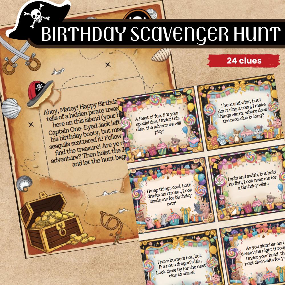 24 Rhyming Riddle Clues Birthday Scavenger Hunt Printable for Young ...