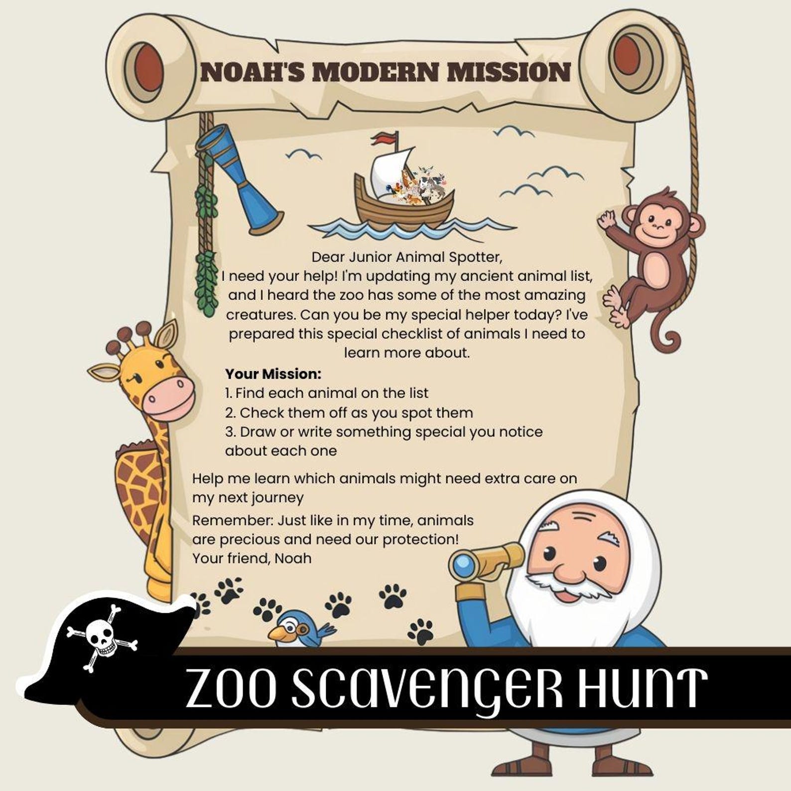 Zoo Scavenger Hunt Printable for Kids Students, Outdoor Scavenger Hunt ...