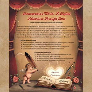 Shakespeare Internet Scavenger Hunt Printable for School Students ...