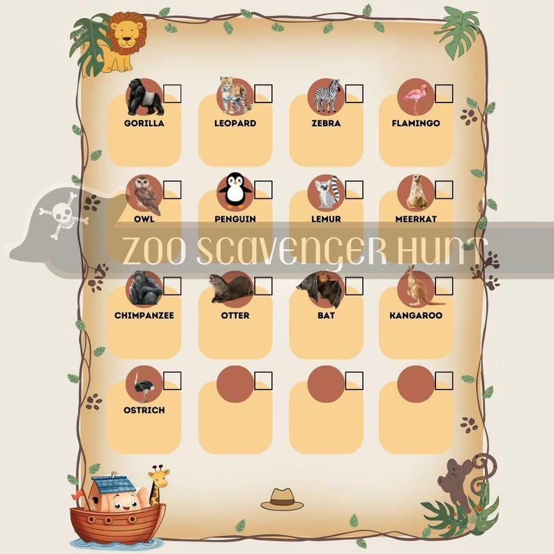 Zoo Scavenger Hunt Printable for Kids Students, Outdoor Scavenger Hunt ...