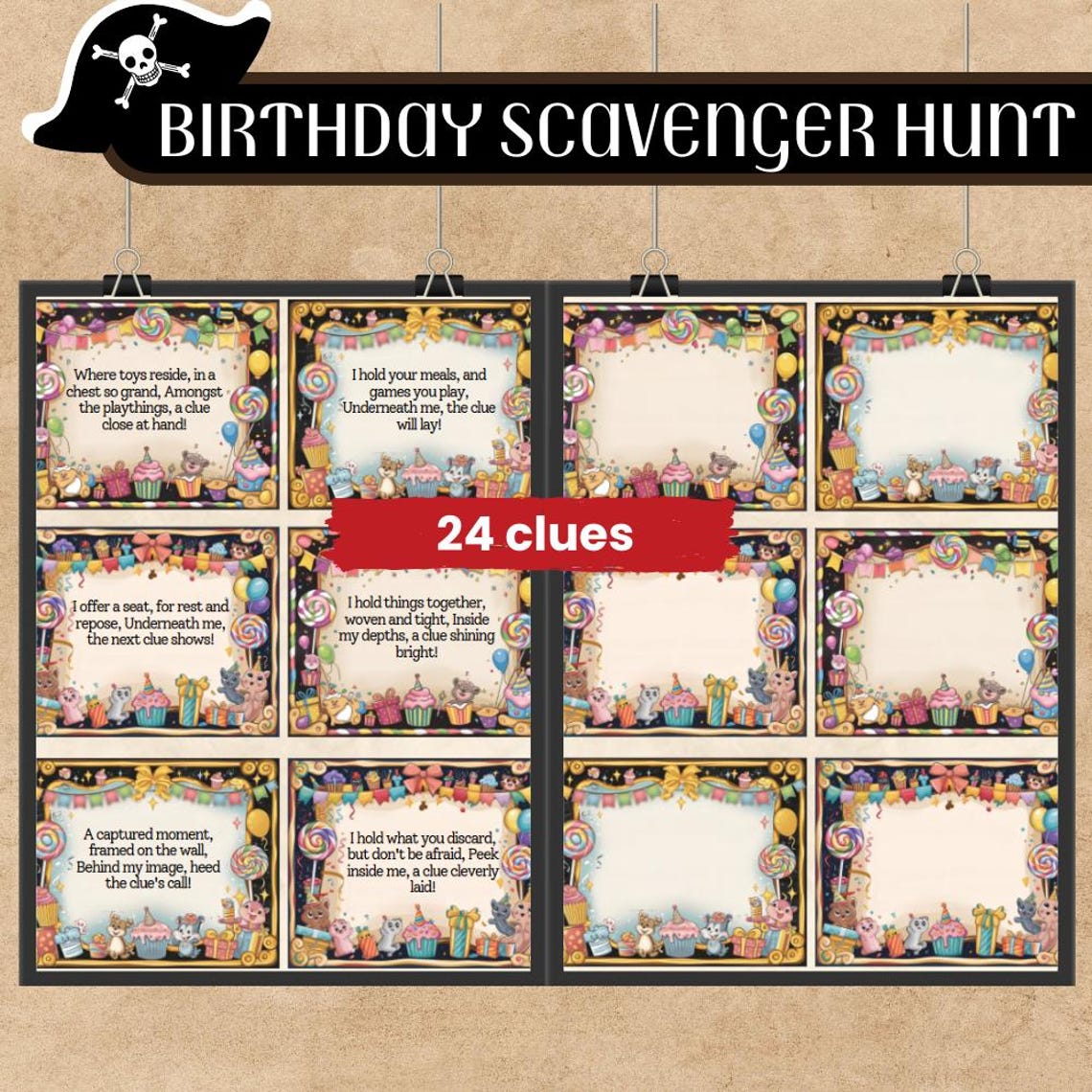 24 Rhyming Riddle Clues Birthday Scavenger Hunt Printable for Young ...