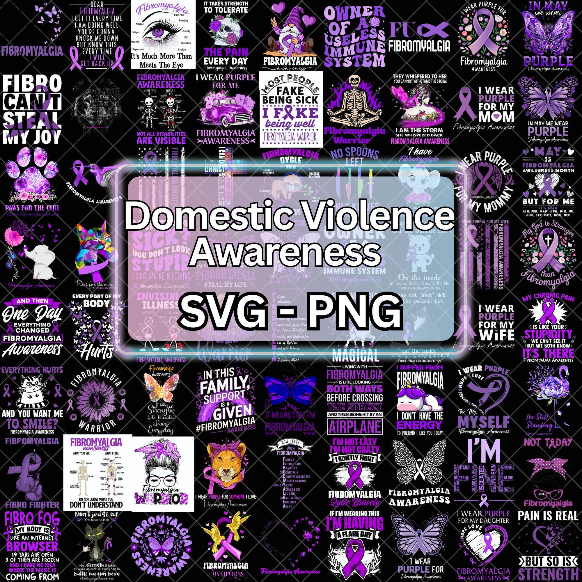 120+ Designs Domestic Violence Awareness SVG Png Bundle, Purple Ribbon ...