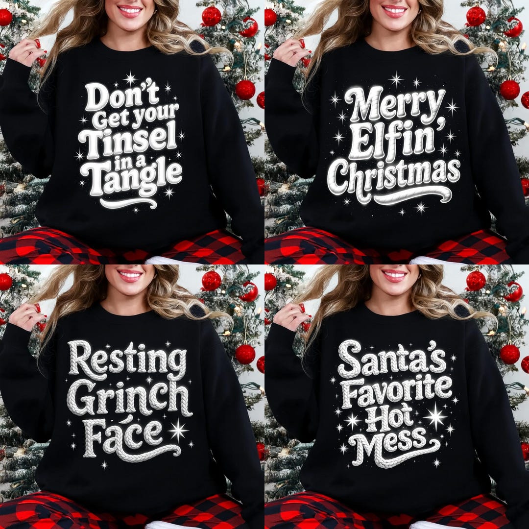 Funny Christmas Quote PNG Bundle, Holiday Sayings PNG Set, Merry Elfin ...