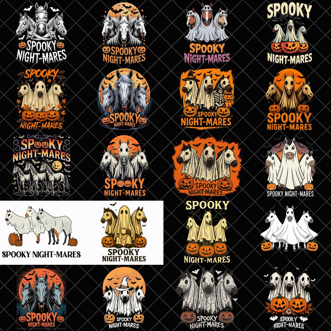 Halloween Spooky Night-mares Horse PNG Bundle, Spooky Ghost Horse Png ...