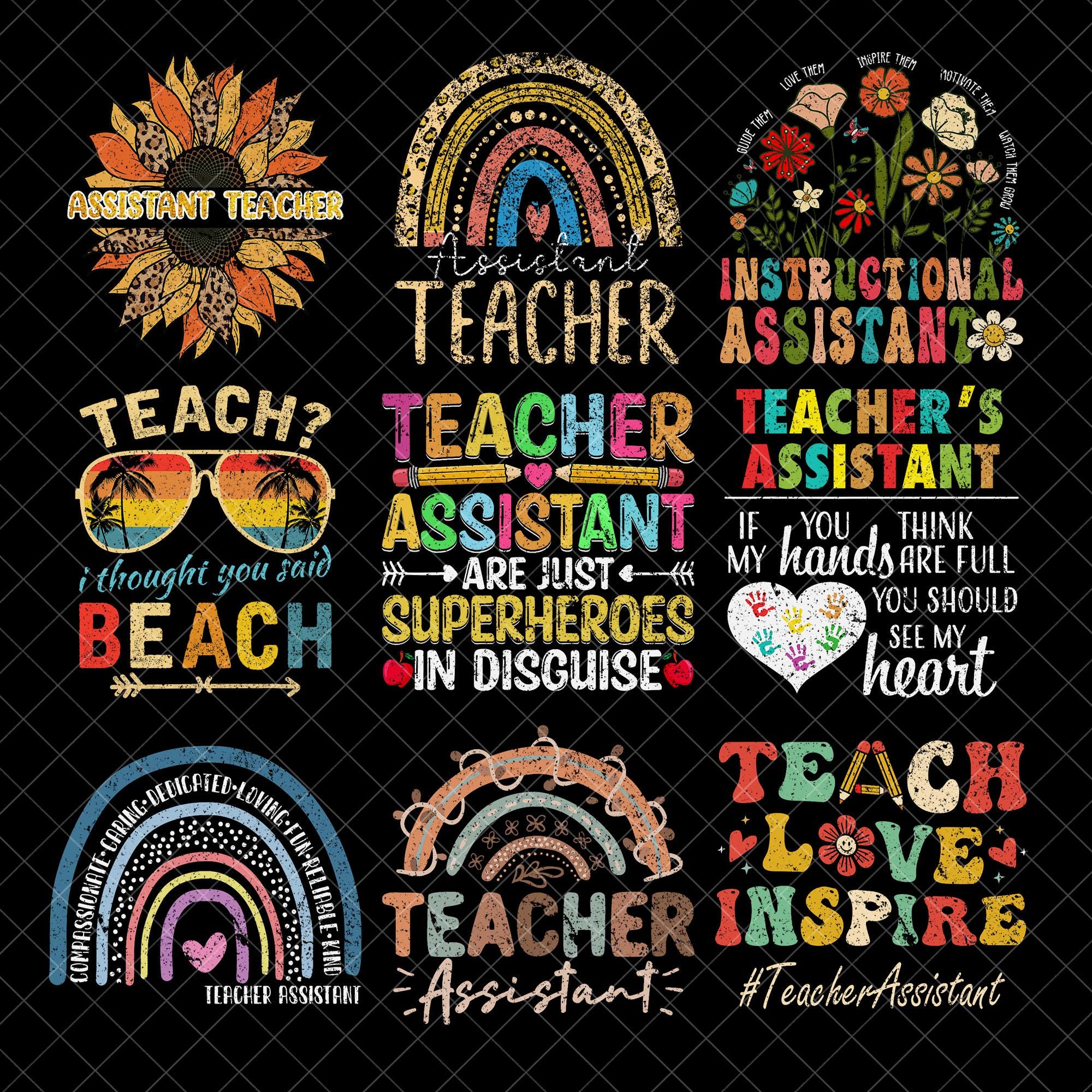 Teacher Assistant Png Bundle, Teacher Aide Sublimation Designs ...