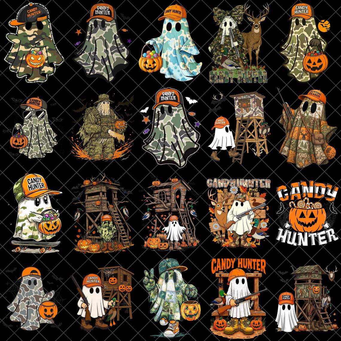 Candy Hunter PNG Bundle, Camo Ghost Boys Png, Halloween Camo Boys Png ...