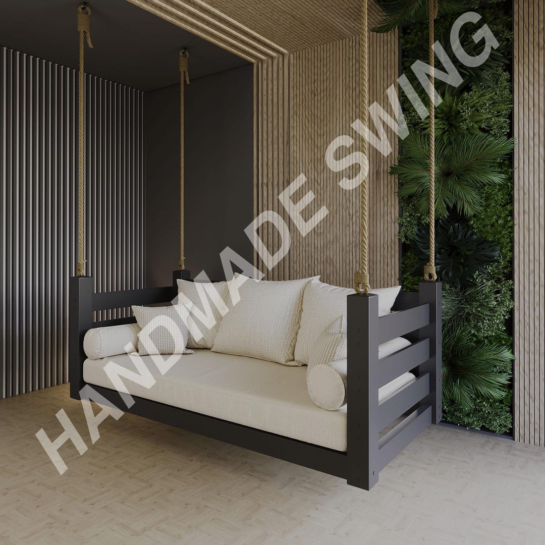 Hanging Porch Swing Bed - Backyard Swing - Pine Tree Swing Bed - Porch ...