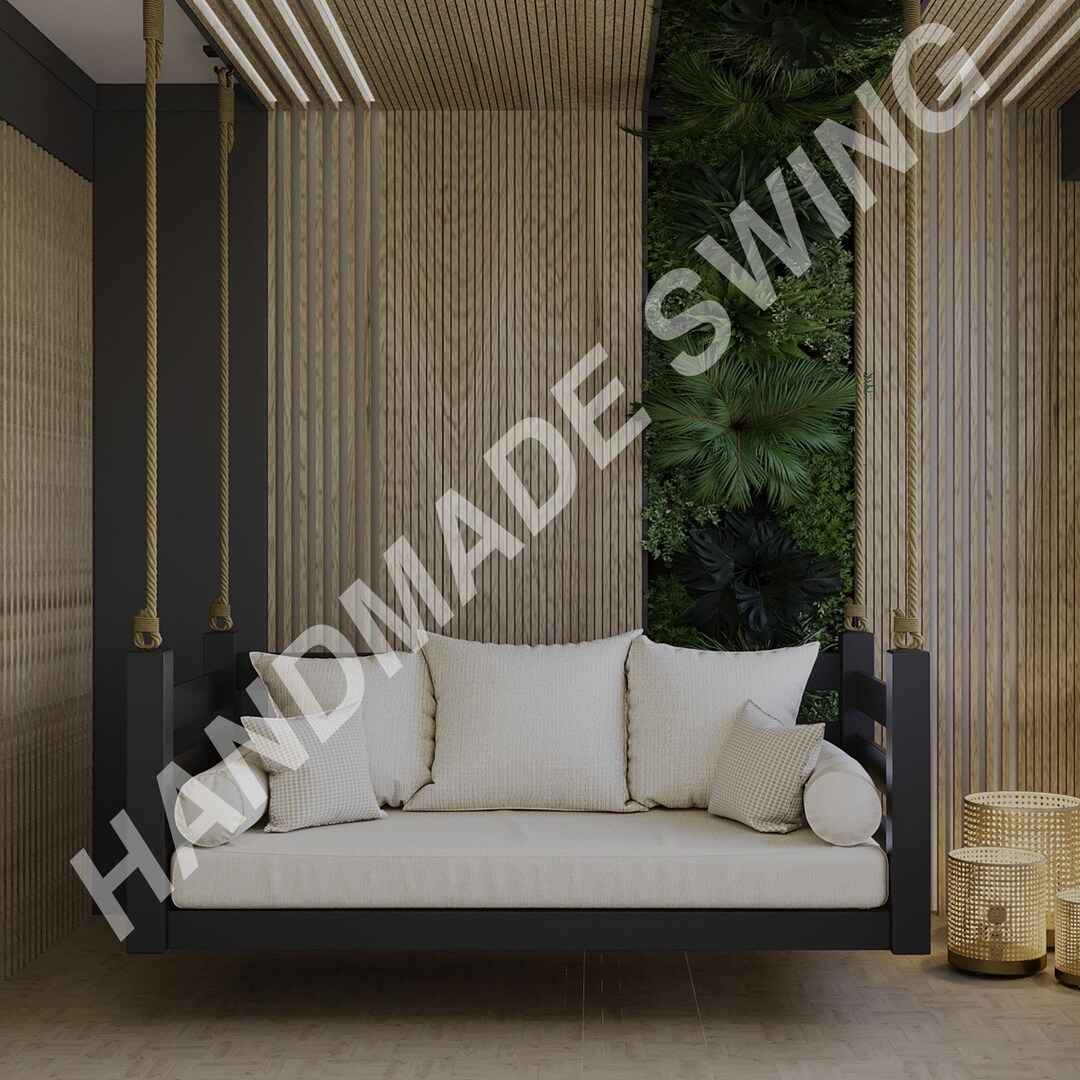 Hanging Porch Swing Bed - Backyard Swing - Pine Tree Swing Bed - Porch ...