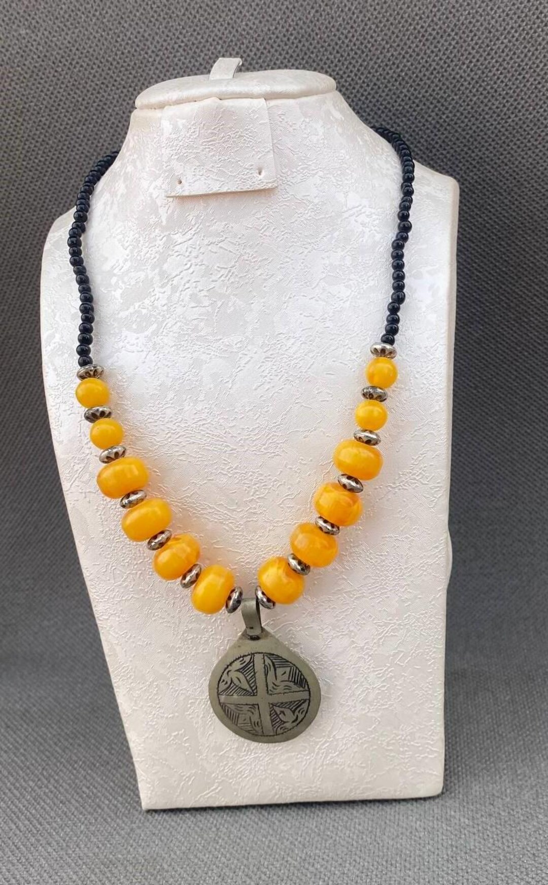 Moroccan African Jewelry Gift Handmade Silver Talisman Necklace Tuareg ...