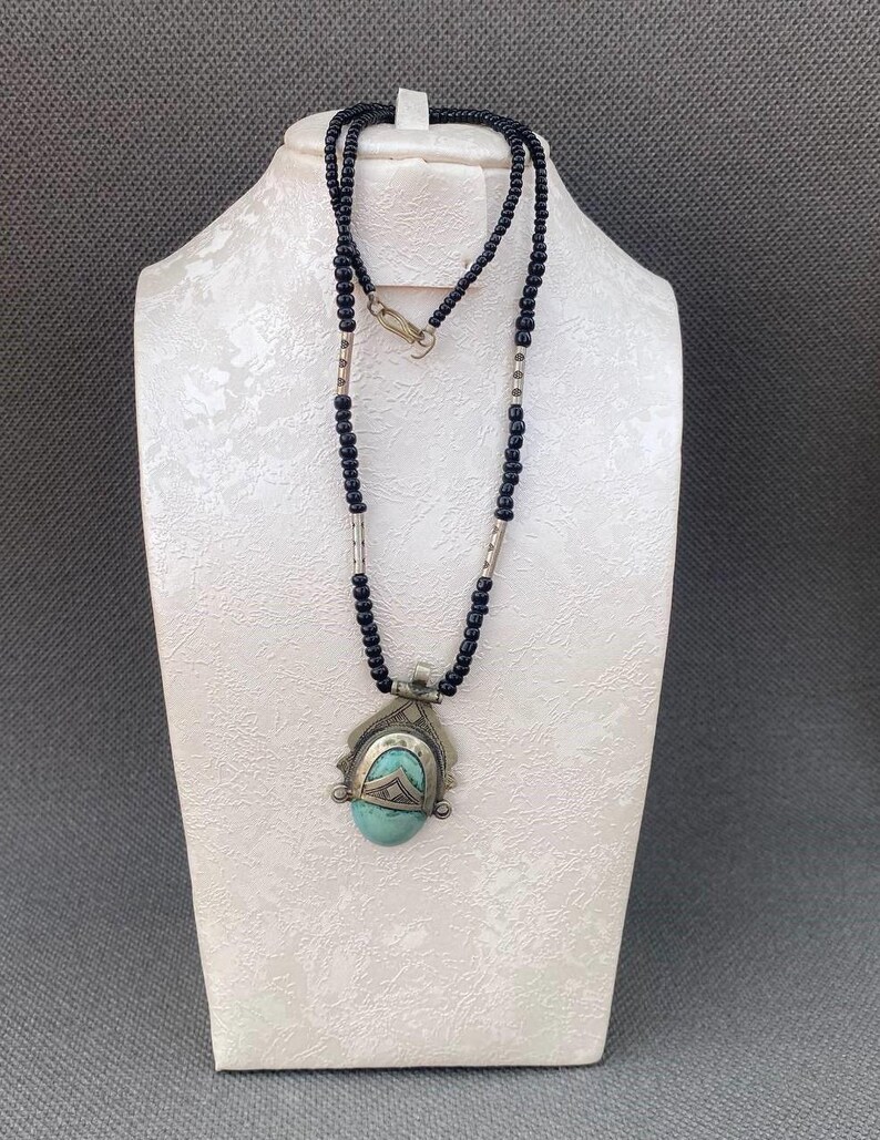 Handmade Moroccan Silver Tuareg Necklace Gift, Vintage Pendant Fibula ...
