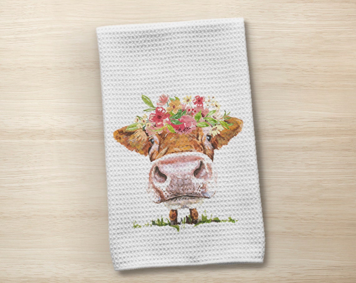 Cow Towel Cow Kitchen Towel Cow Face Towel Cow Hand Towel | Etsy