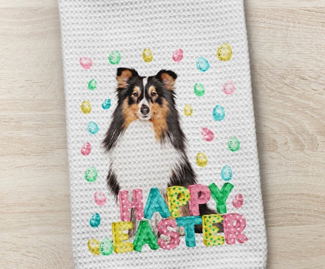 Sheltie Towel, Shetland Sheepdog Towel, Easter Sheltie Towel, Kitchen ...