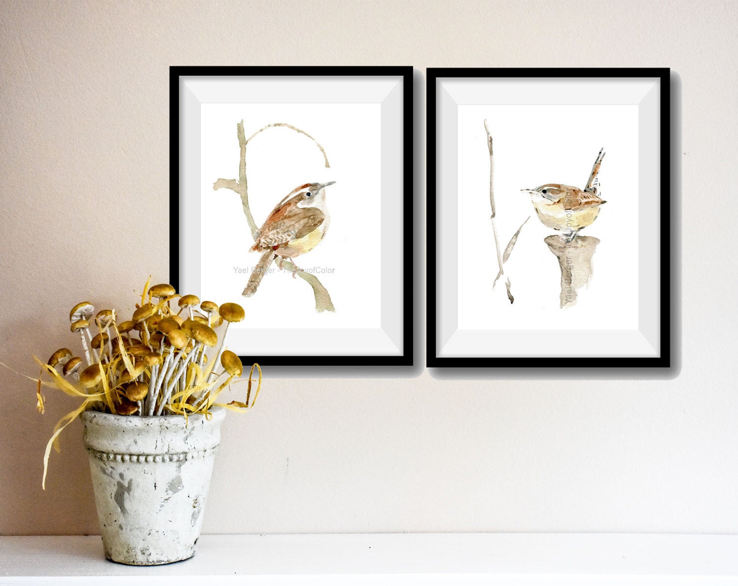 Two wrens art prints 2 Carolina wrens prints wrens | Etsy