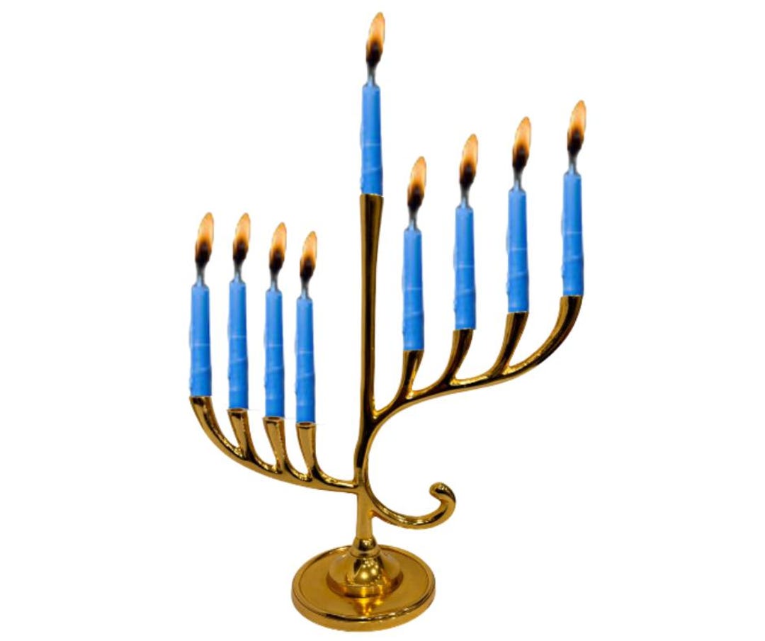 Menorah Hanukkiah Jewish Lamp, 9 Branch Antique Gold, Finish, Jewish ...