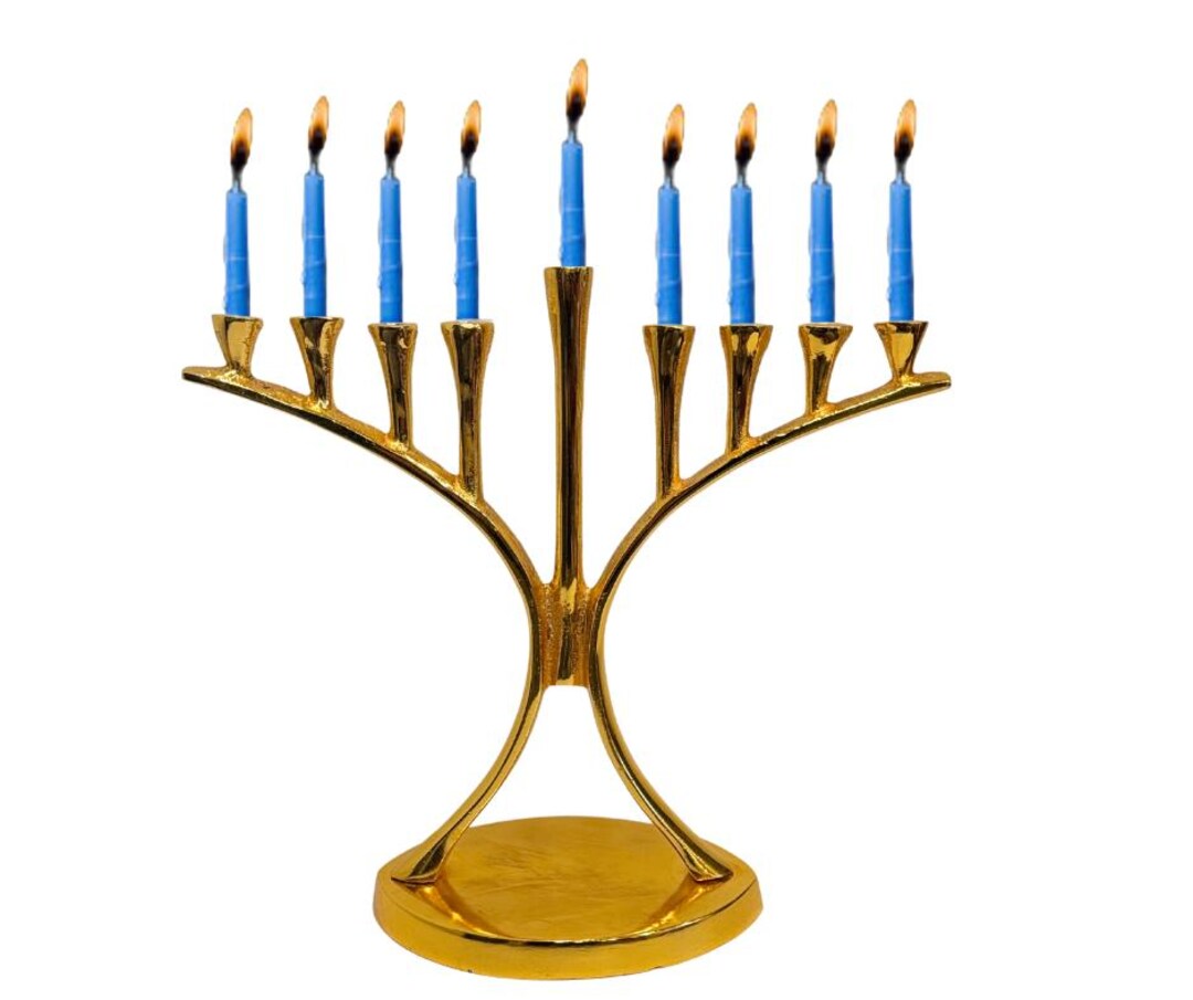 Menorah Hanukkiah Jewish Lamp, 9 Branch Silver Finish, Jewish Gift ...