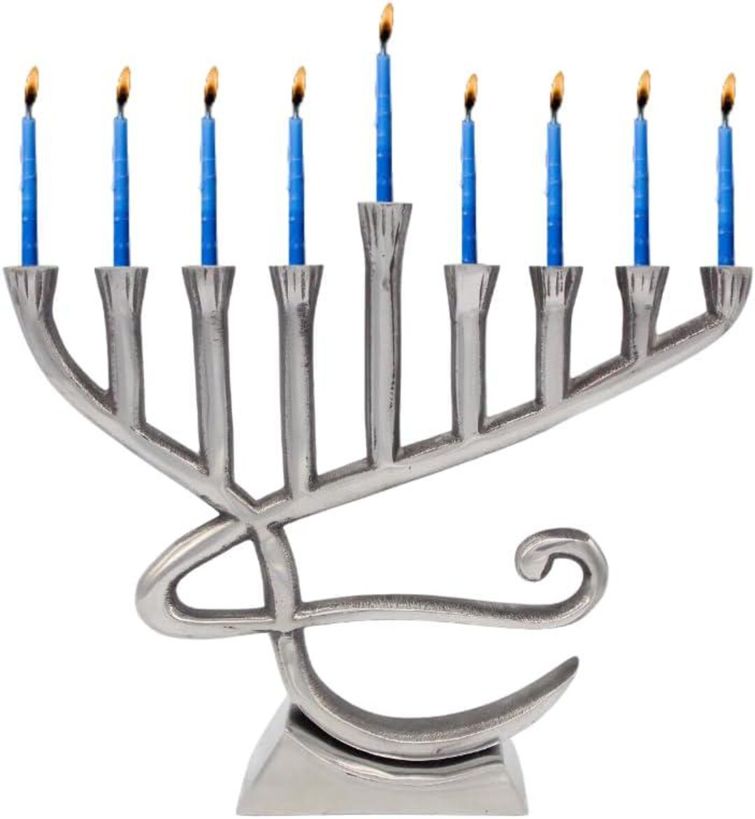 Menorah Hanukah Jewish Lamp 9 Branch Silver Finish Jewish Gift Chanukah ...