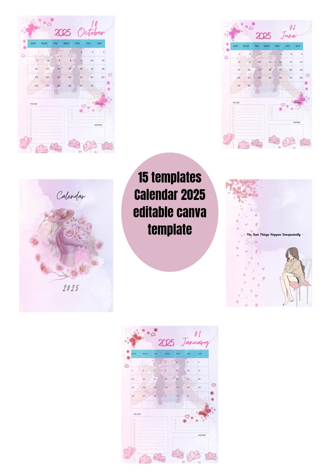 2025 Printable Calendar,editable PDF Printable Girl Calendar,women ...