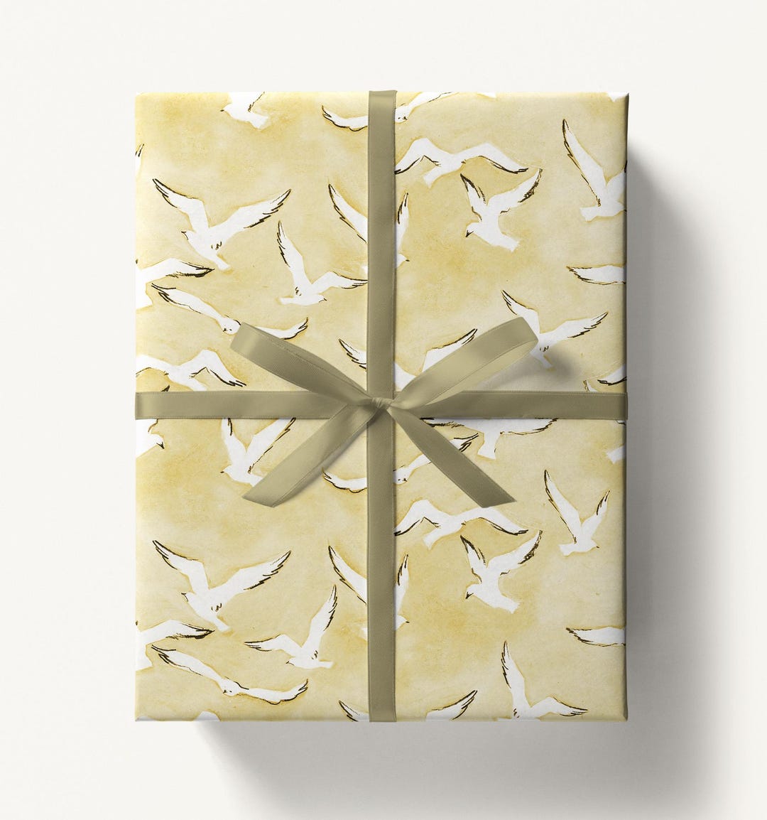 Dreamy Yellow Gift Wrap, White Birds Wrapping Papers - Etsy