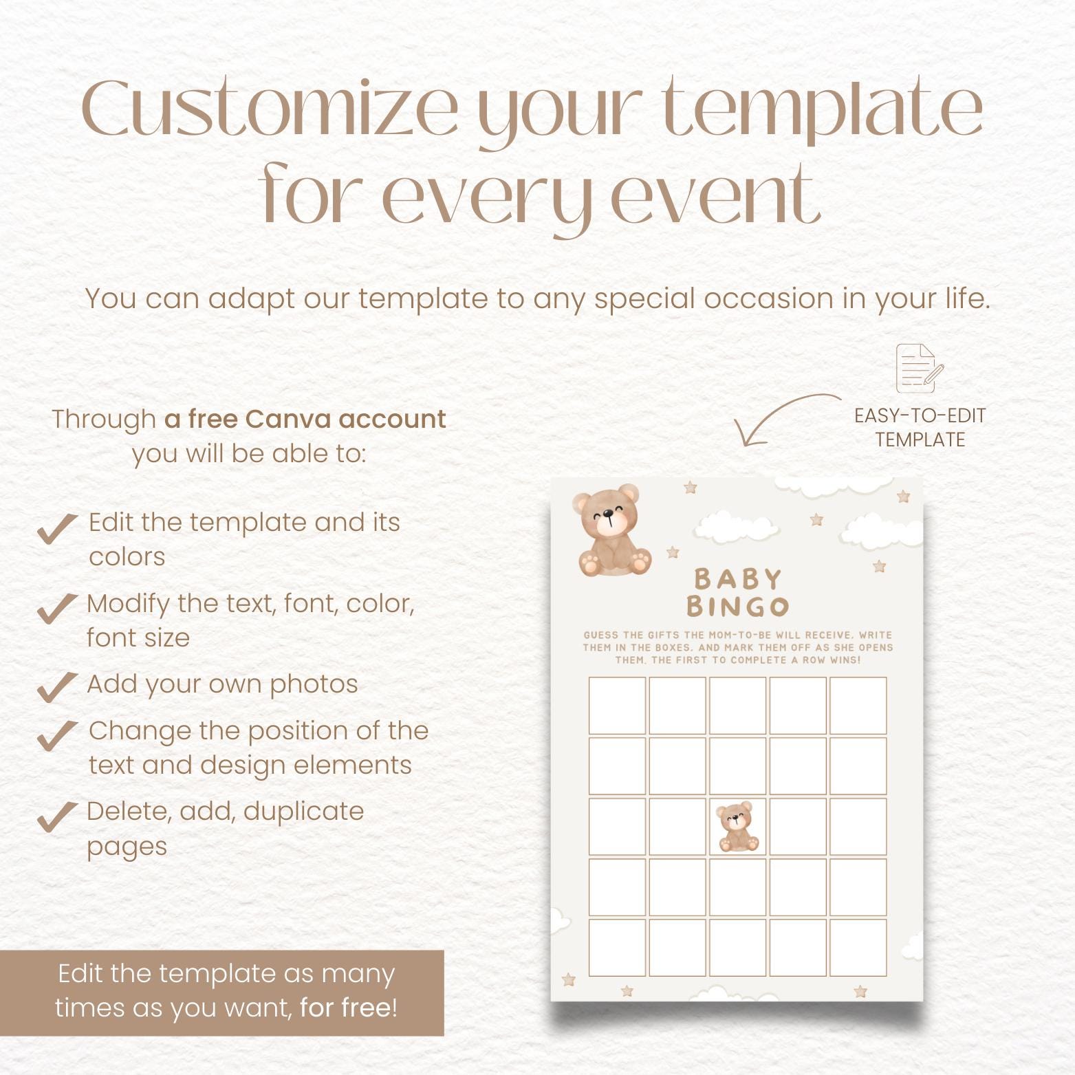 Editable Baby Shower Games Bundle Boho Baby Shower Games Pack Editable Teddy Bear Games for Baby ...