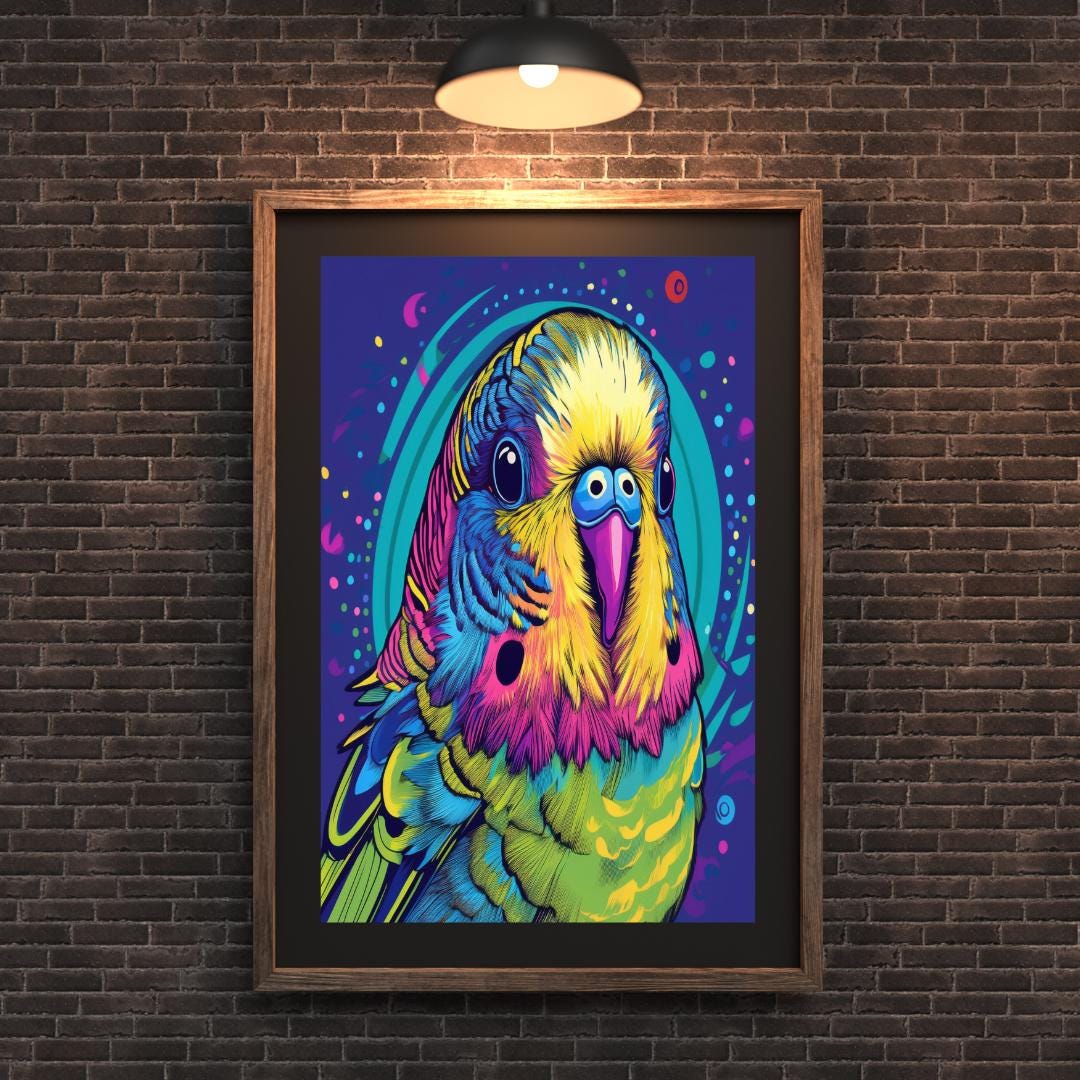Colorful Budgie Poster Unframed Vibrant Bird Wall Art for Playful ...