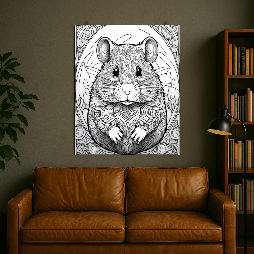 Detailed Fine Line Drawing of A Cute Field Mouse in Black and White ...