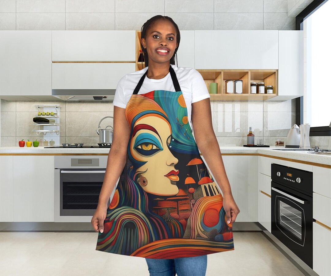 Psychedelic Art Apron Retro 70s Inspired Colorful Kitchen Apron, Funky ...