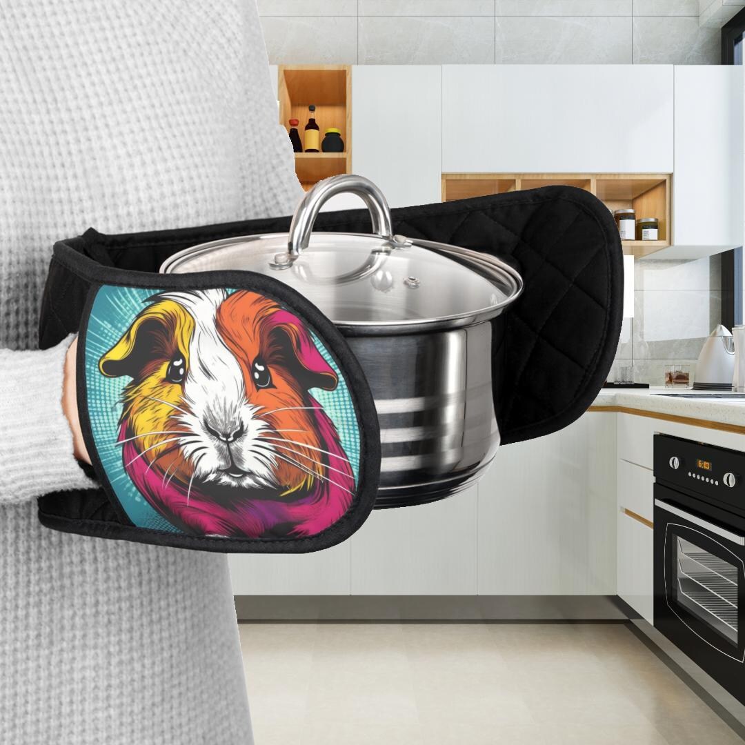 Guinea Pig Oven Mitts, Fun Pop Art Kitchen Gloves, Colorful Quirky ...