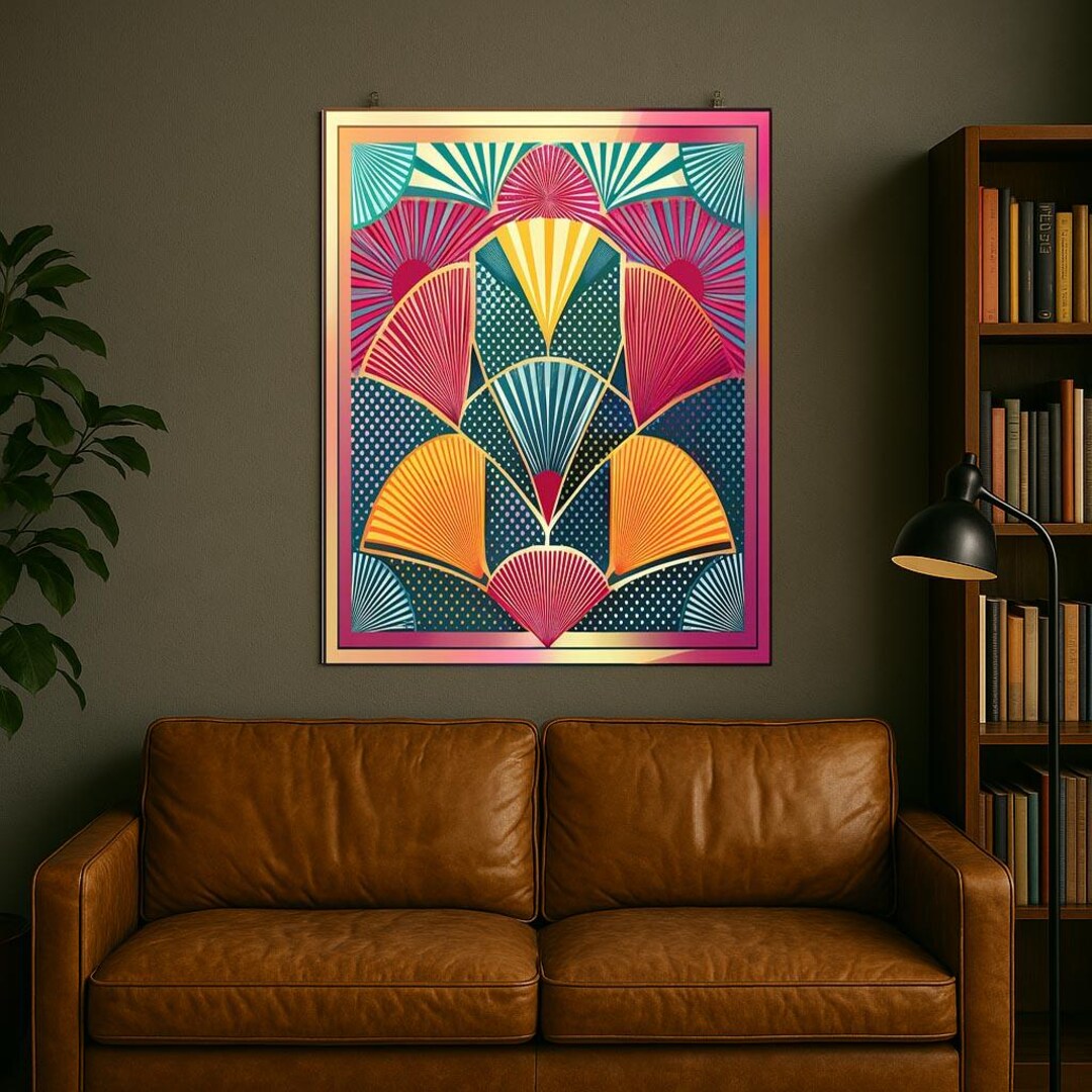 Art Deco Fan Art Print: Retro 1930s Sunset Colors - Etsy
