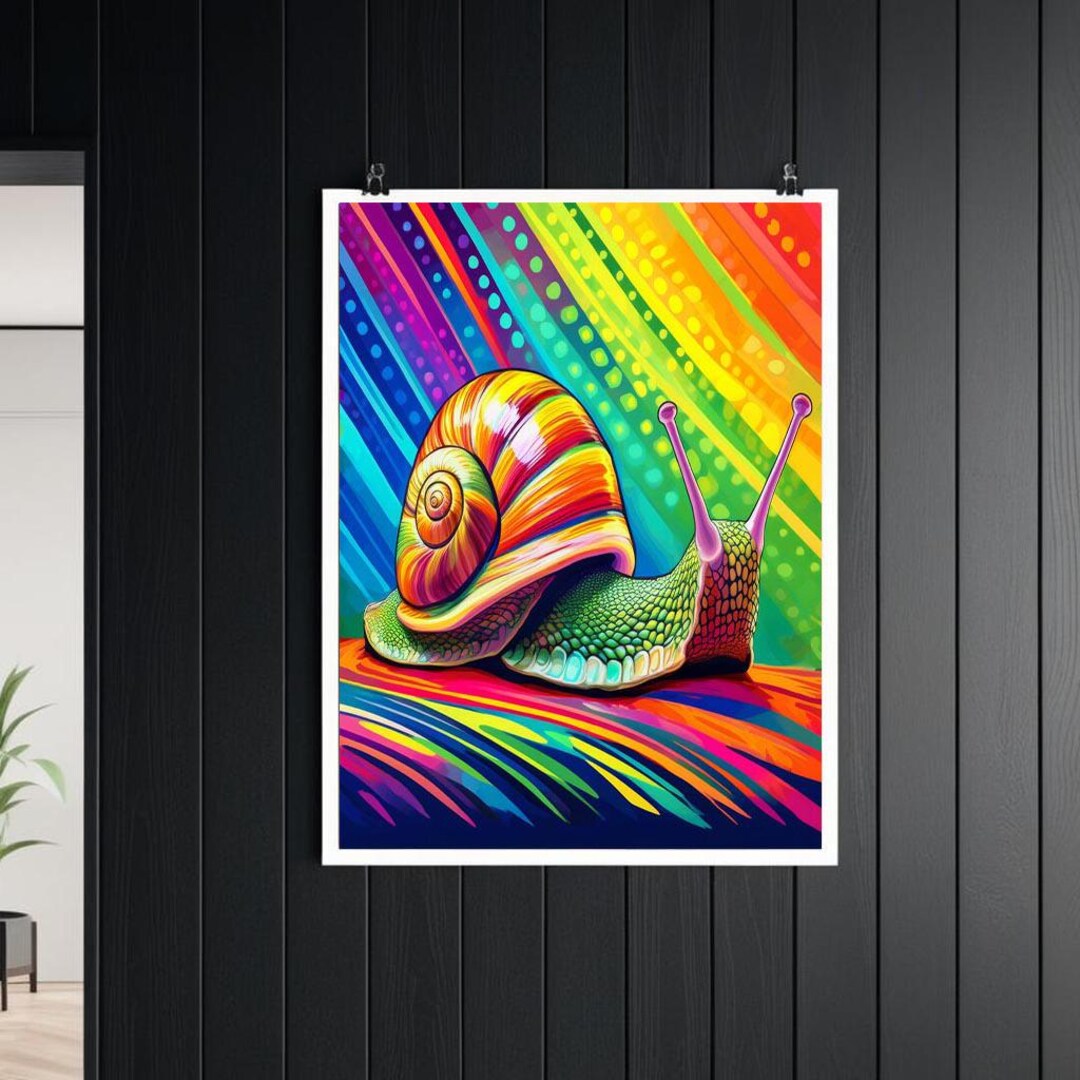 Colorful Snail Wall Art Vibrant Pop Art Animal Poster Whimsical ...
