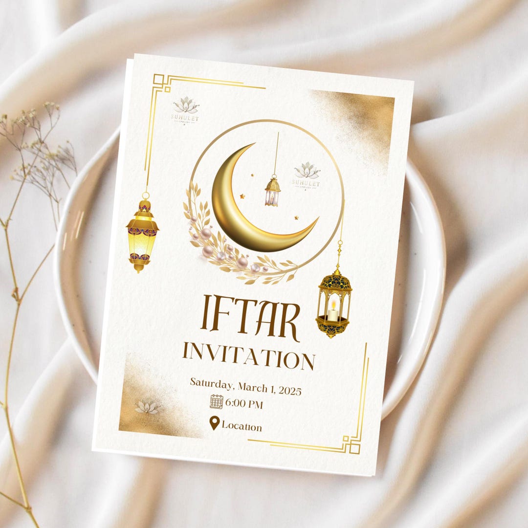 Elegant Iftar Invitation: Ramadan Dinner, Muslim Gathering (digital ...