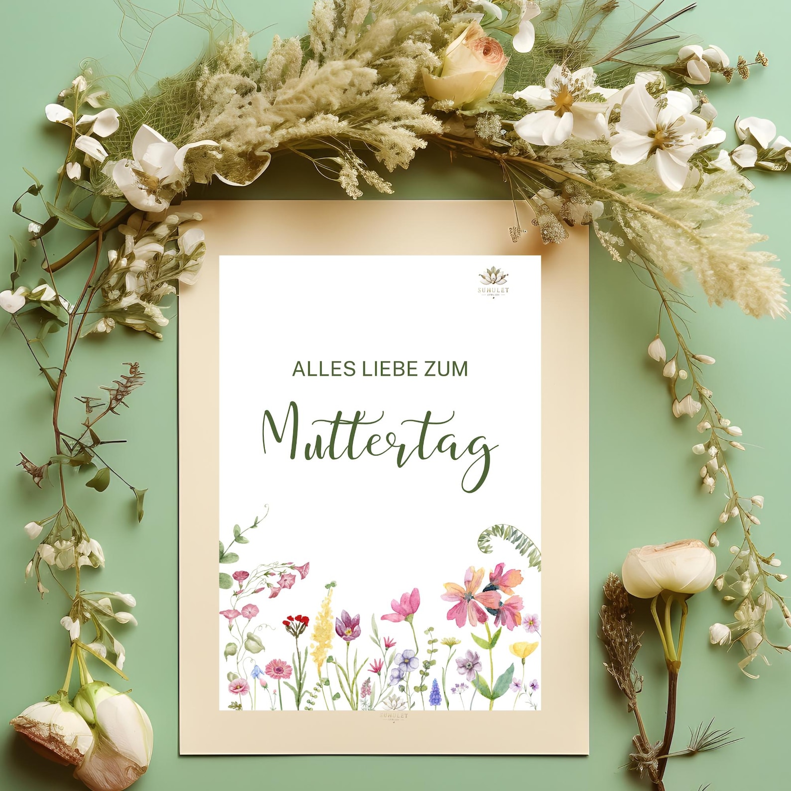 Mother’s Day Card Printable | Floral Watercolor Design | Alles Liebe ...