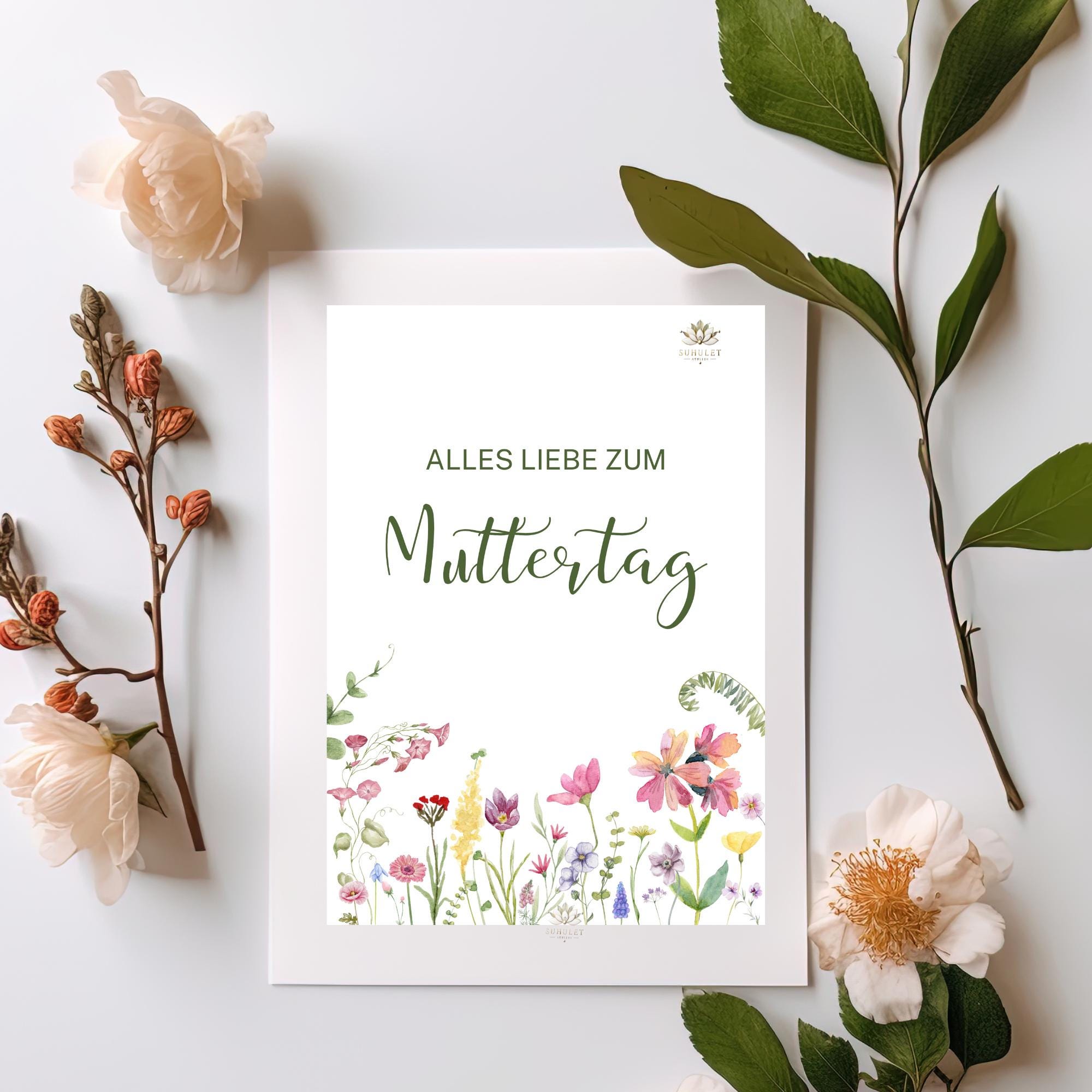 Mother’s Day Card Printable | Floral Watercolor Design | Alles Liebe ...