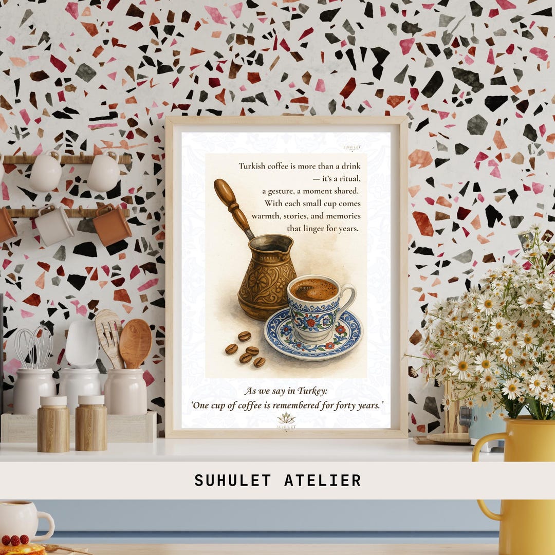 Turkish Coffee Art Print: Traditional Quote, Kitchen Cafe Decor ...