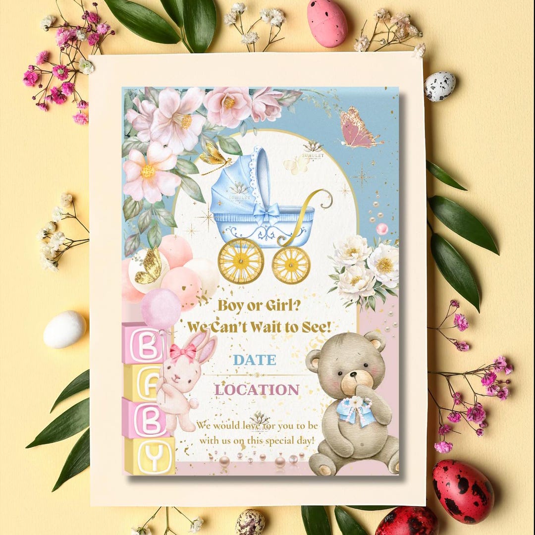 Gender Reveal Digital Download | Baby Boy PDF | Shower Cards Pdf ...