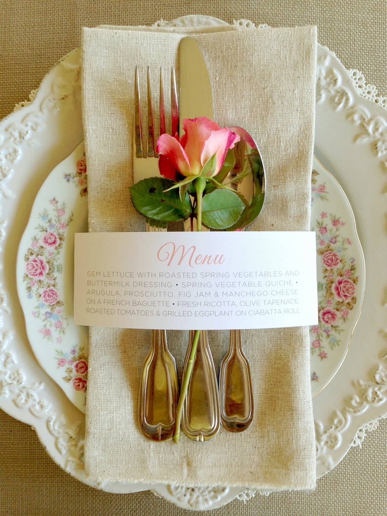 50 QTY - Wedding Menu Napkin Wraps, Customizable & Affordable - Etsy