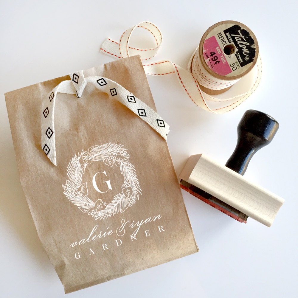 Custom Monogram Stamp - YOUR CUSTOM WORDING - Tropical - Etsy