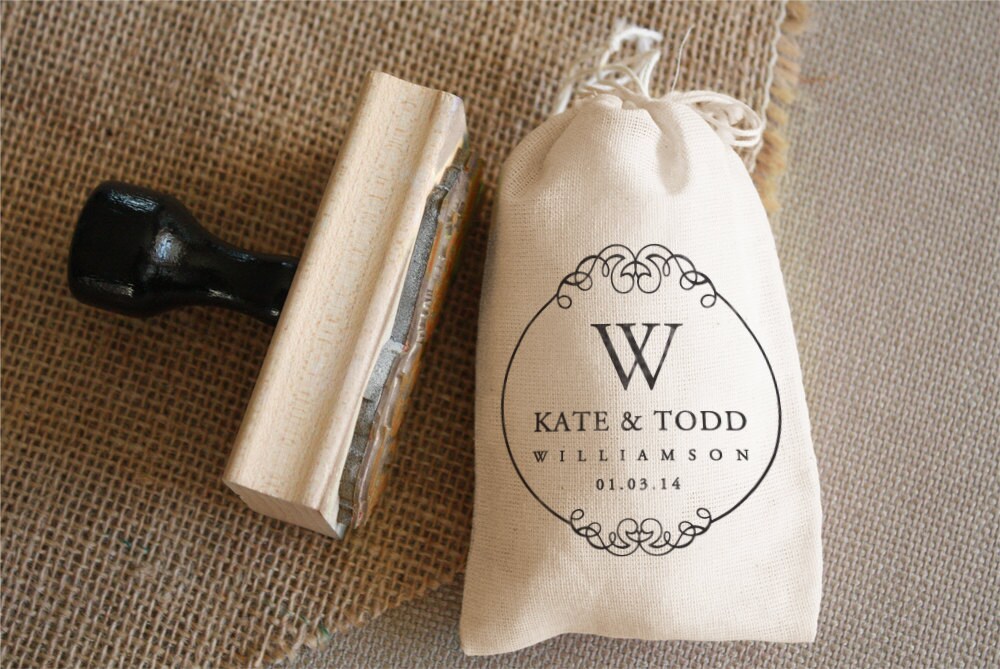 DIY Favor Bag Stamp - CUSTOM WORDING - Wreathe - Etsy