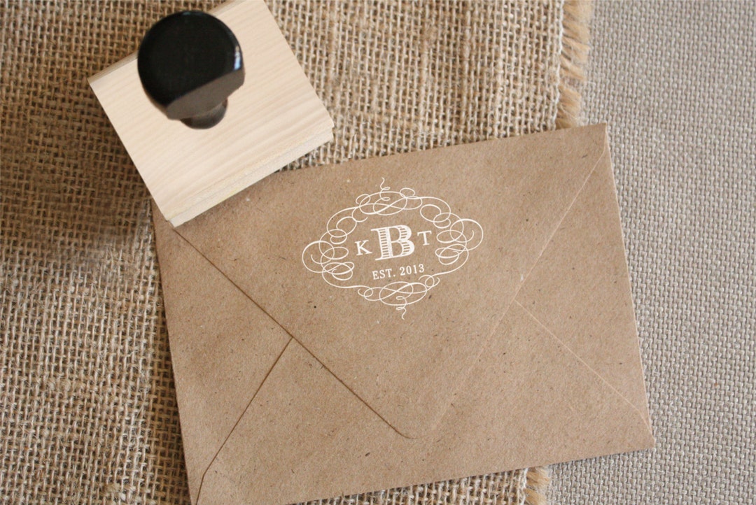 Custom Monogram Stamp - YOUR CUSTOM WORDING - Entwined - Etsy