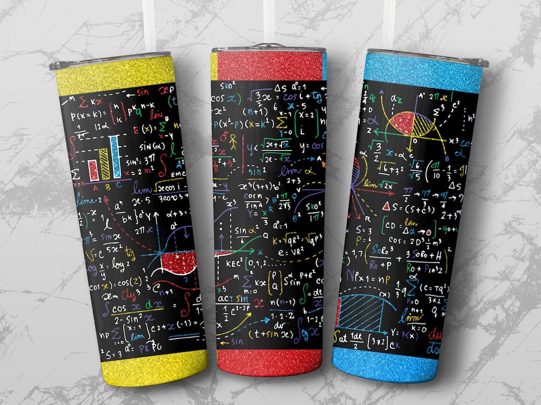 Math Equations Tumbler Wrap, Chalkboard Math Art, Fits 20oz Tumbler PNG ...